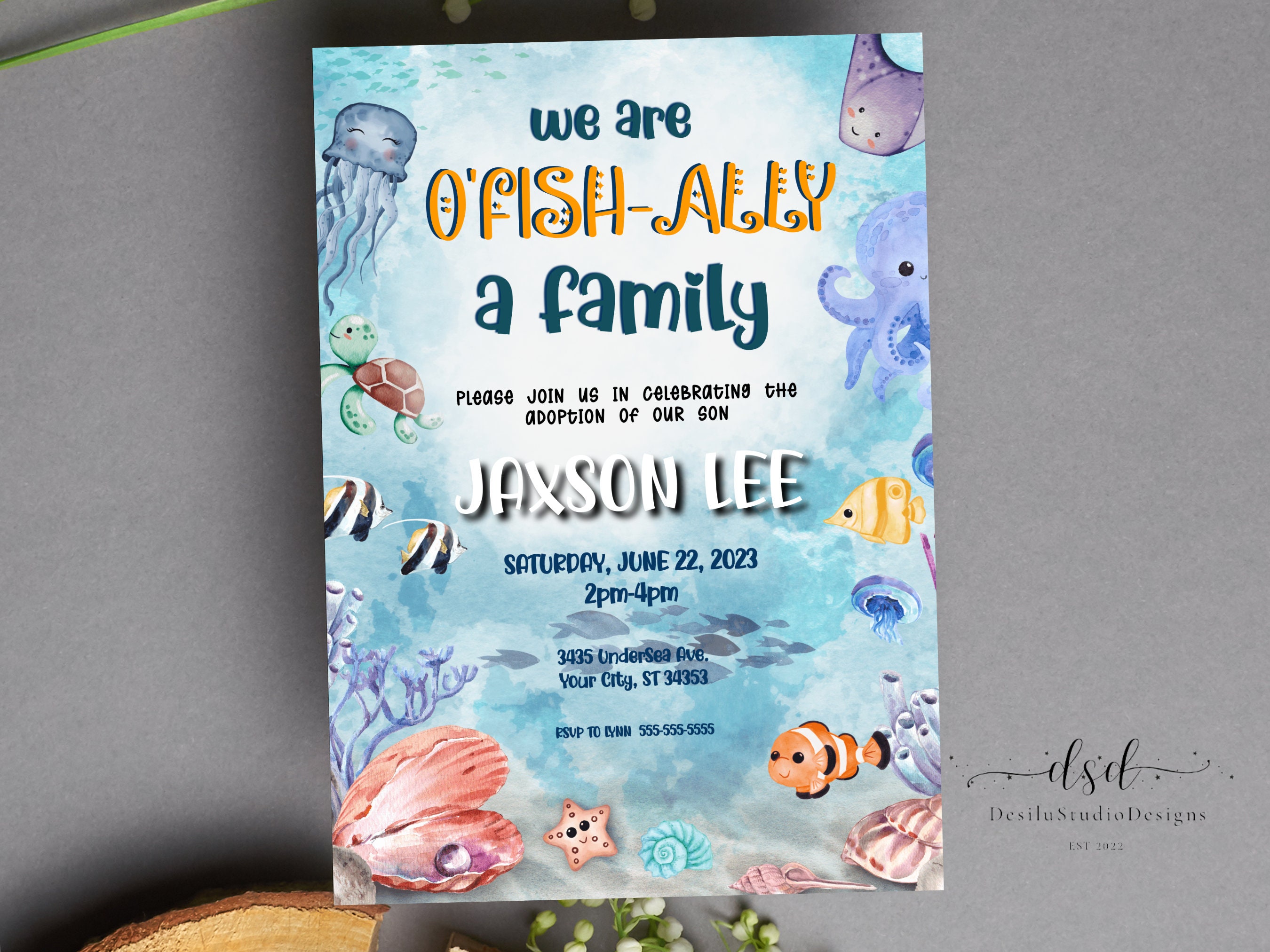 Adoption Under the Sea Party Invitation, Editable Officially a Family ...