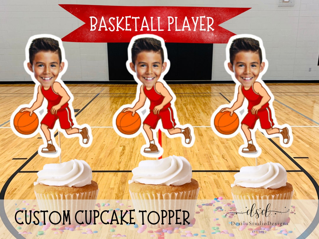 Basketball Player Cupcake Topper Custom Face Photo Basketball Cupcake ...