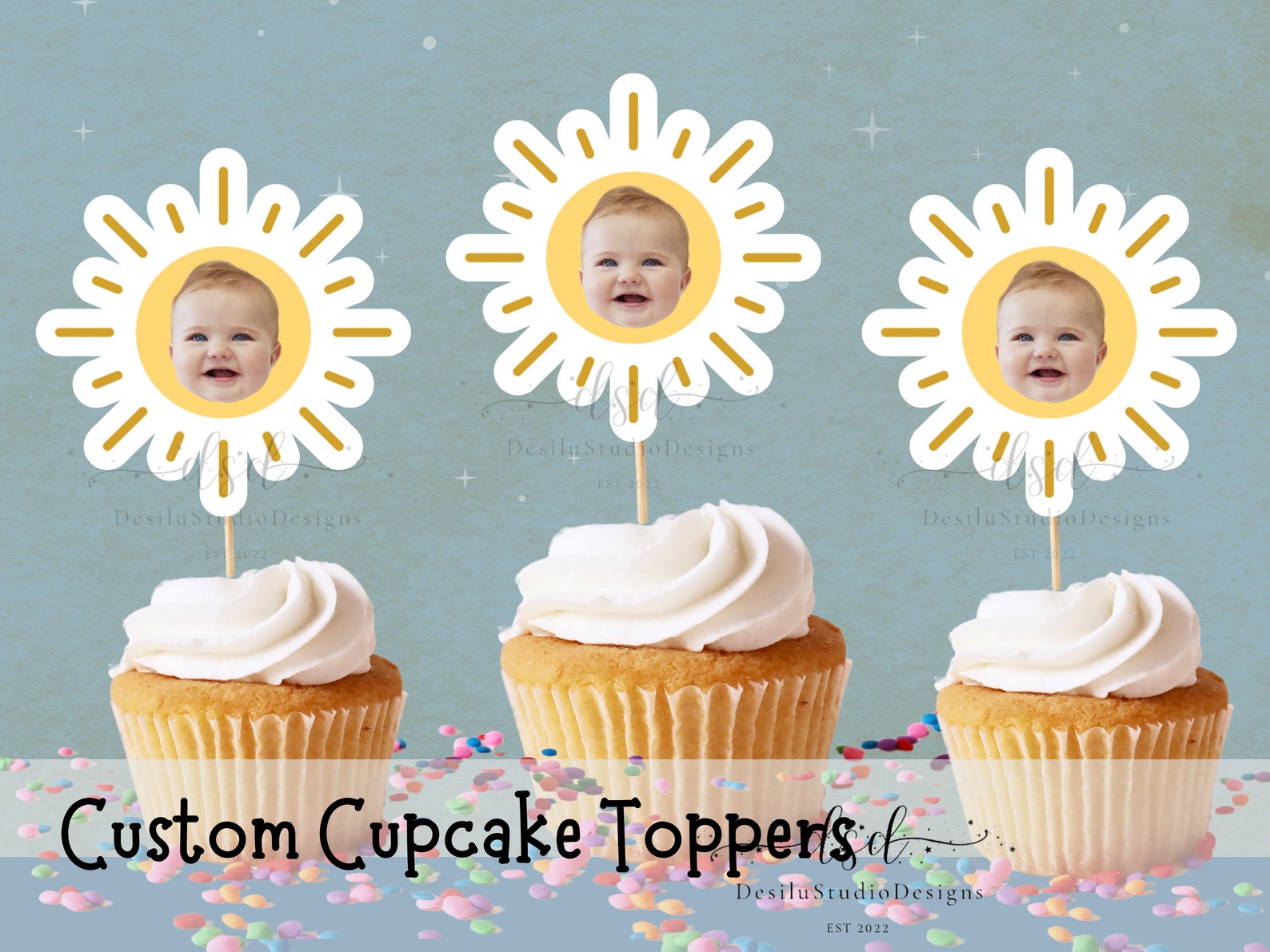 First Trip Around the Sun, Face Photo Cupcake Toppers Printable ...