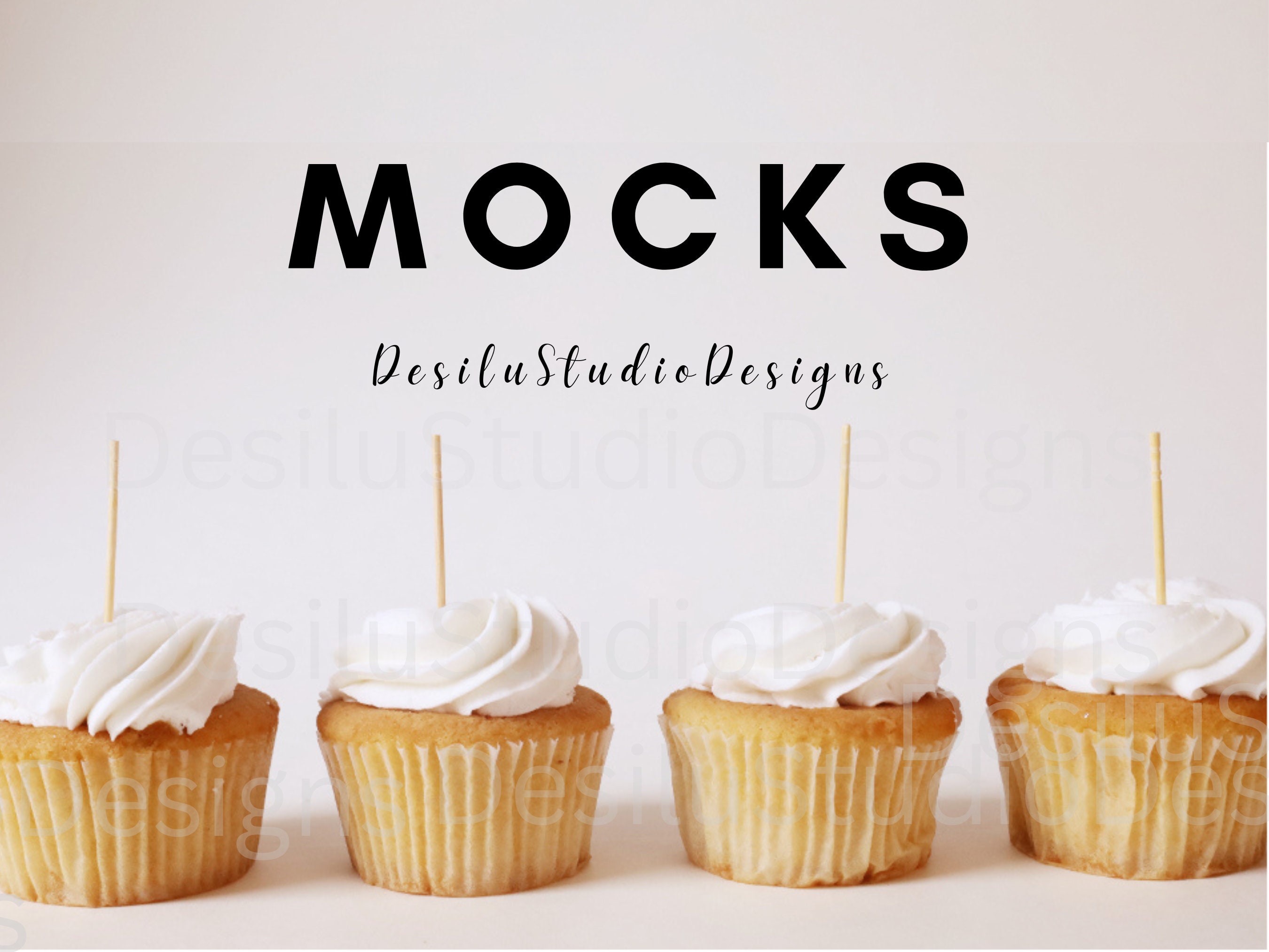 Cupcakes Mock up Photo, Cupcake Topper With Picks Mock Up, Cupcake ...