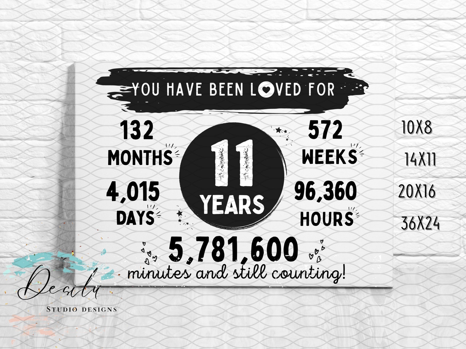 You Have Been Loved 11 Years Printable Poster | 11th Birthday Printable ...