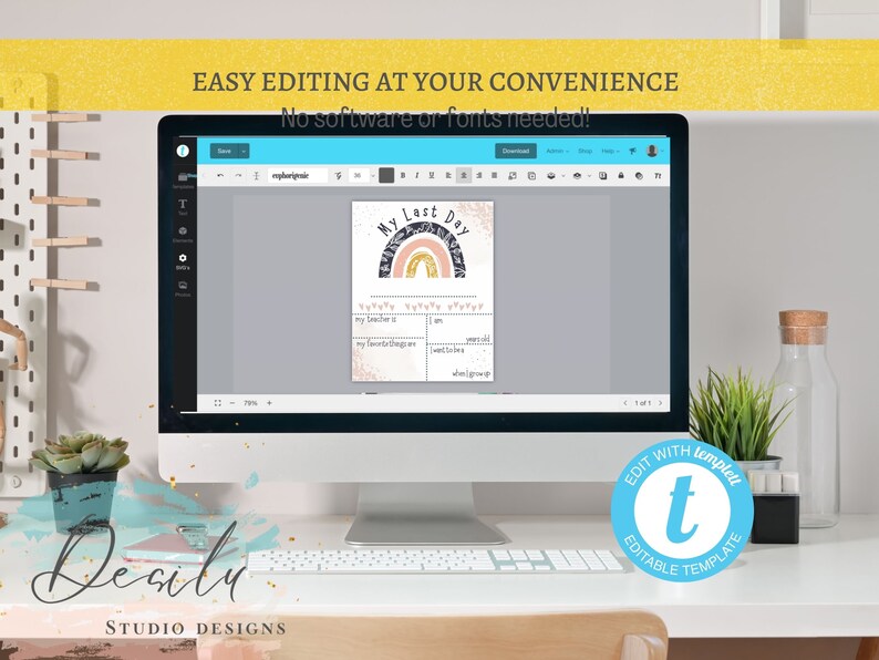 Editable Boho Rainbow First Day of School Sign Back to School - Etsy