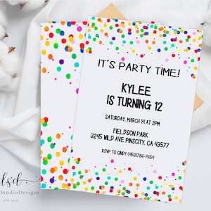 Confetti Birthday Party Invitation, Colorful Invitation, It’s Party ...