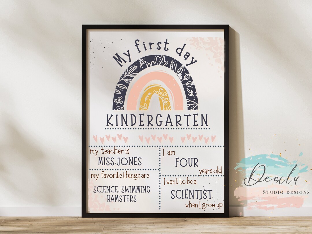 Editable Boho Rainbow First Day of School Sign, Back to School Poster ...
