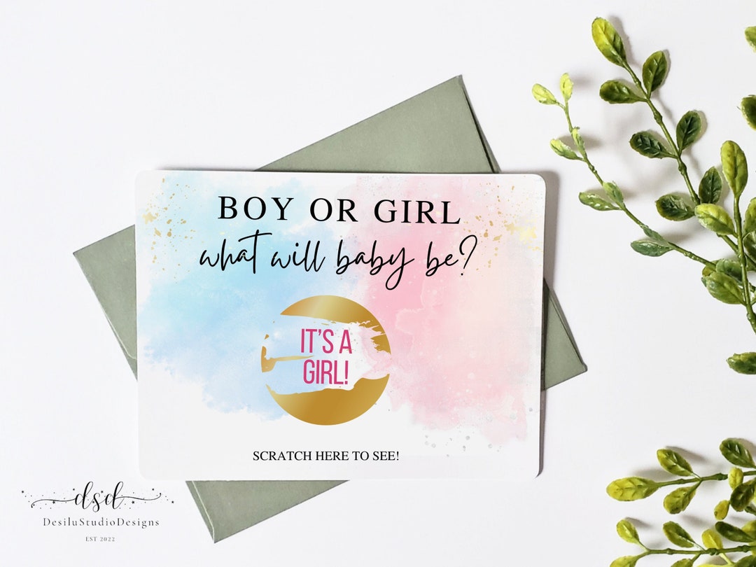 Gender Reveal Party Scratch off Cards, Boy or Girl Gender Reveal, He or ...