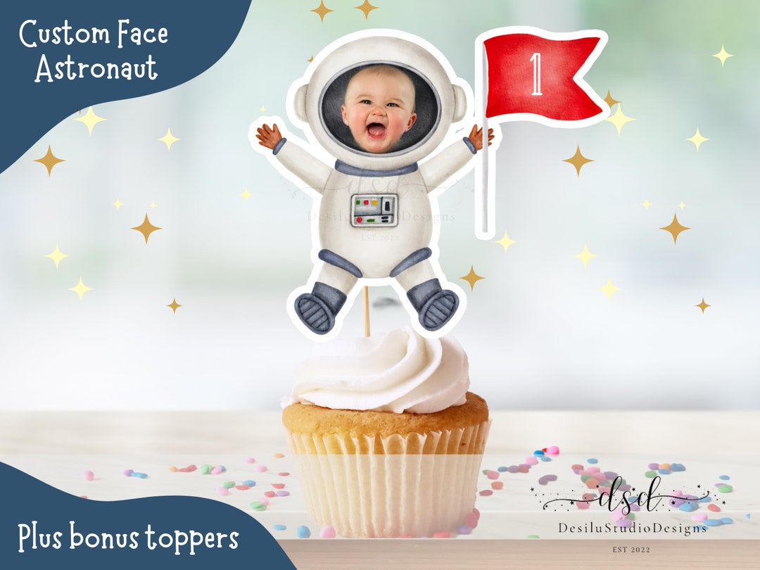Space Astronaut Face Photo Cupcake Toppers Printable, Outer Space ...