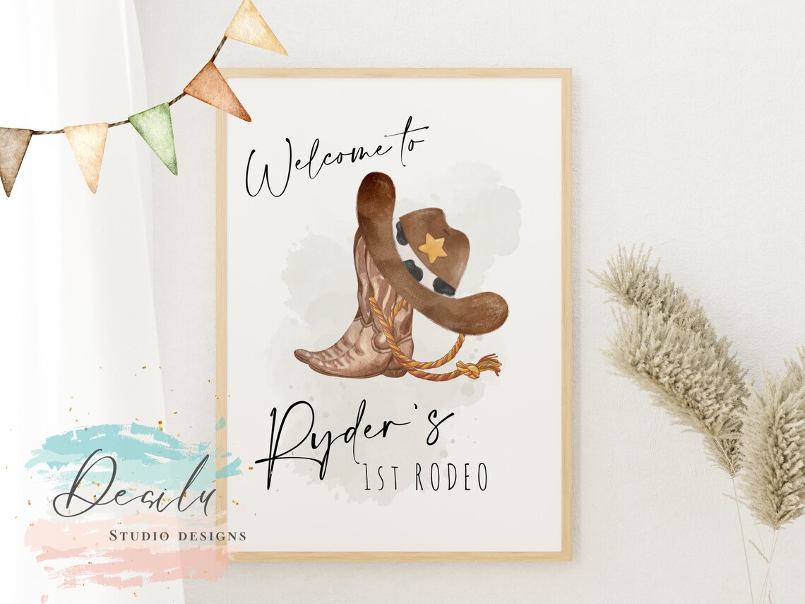 Cowboy My 1st Rodeo Birthday Welcome Sign Our Little Cowboy - Etsy