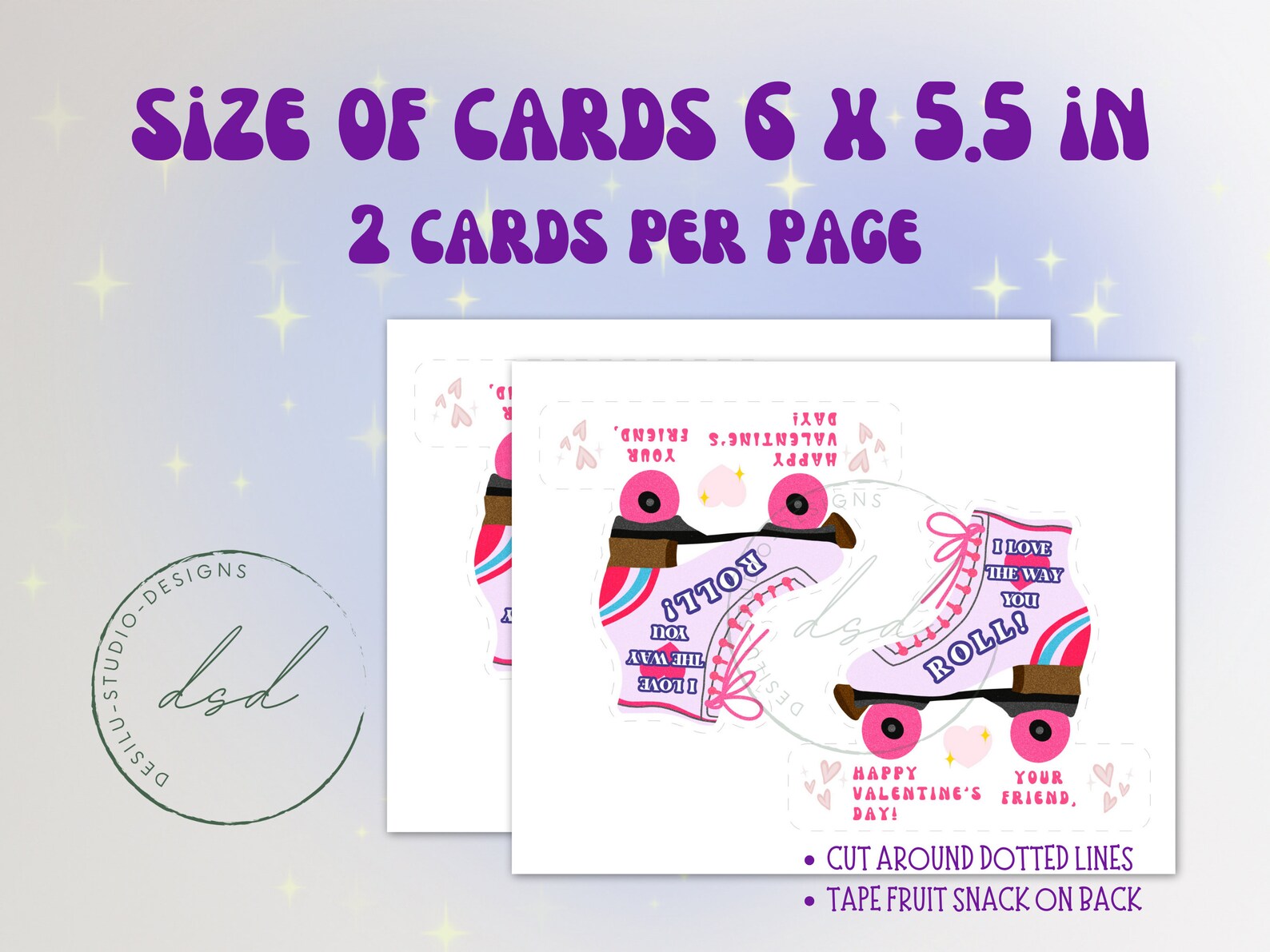 Roller Skate Printable Valentine Card Tag Template, I Love the Way You ...