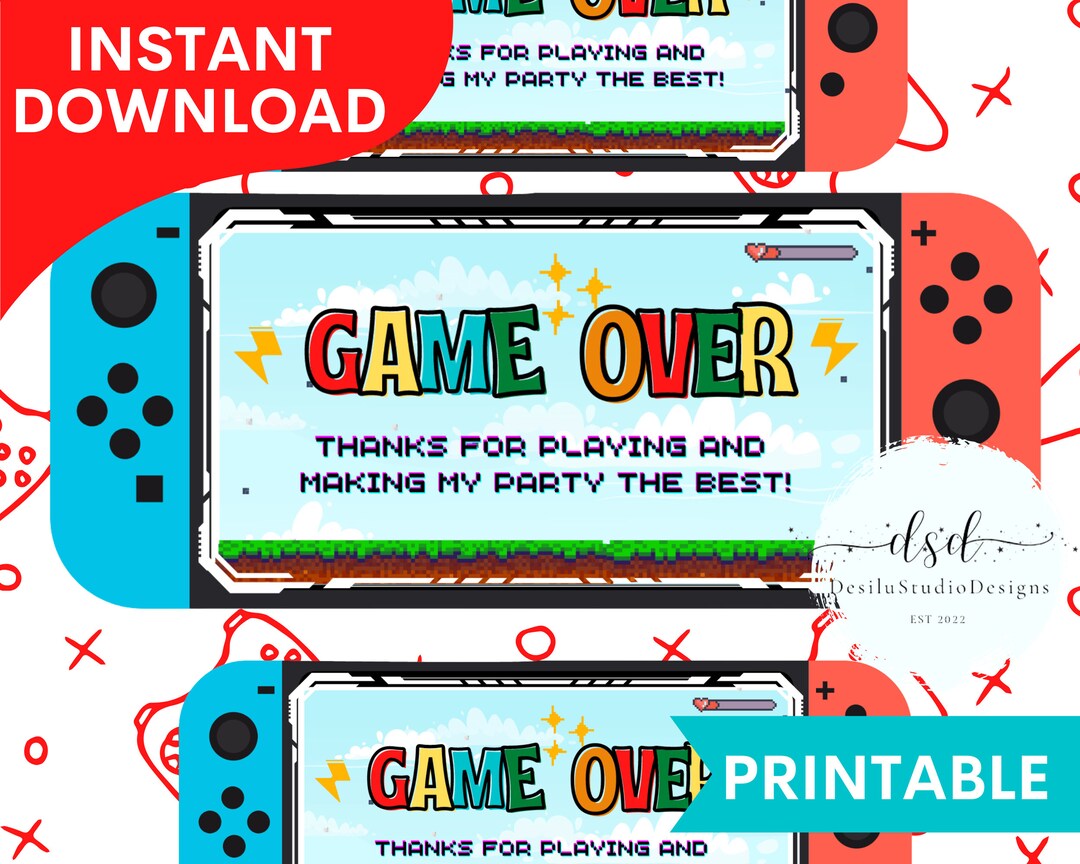 Gamer Party Tags, Video Game Thank You Tags, Video Game Party Tags ...