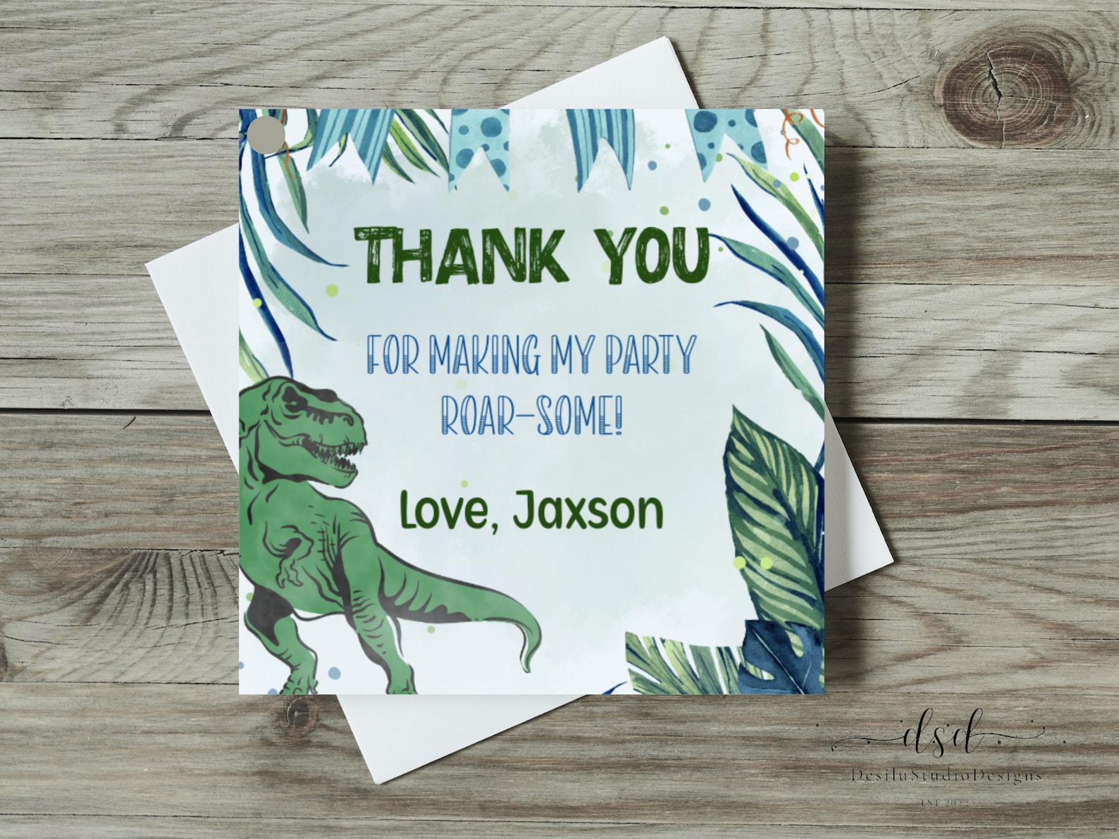 Editable Dinosaur Birthday Thank You Favor Gift Tag Dino T-rex Birthday ...