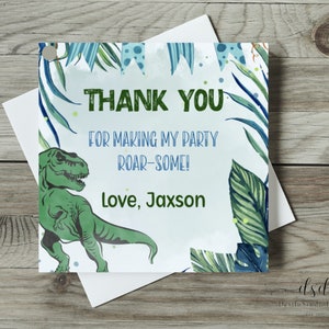 Editable Dinosaur Birthday Thank You Favor Gift Tag Dino T-rex Birthday ...