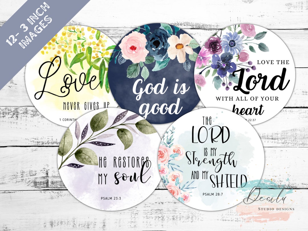 Printable 3 Inch Size Bible Verses Circle Images Digital Download for Craft Projects Journaling ...