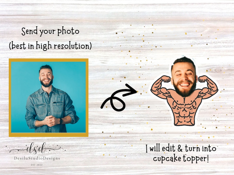 Muscle Man Cupcake Toppers, Body Builder Cupcake Topper DIY Cupcake ...