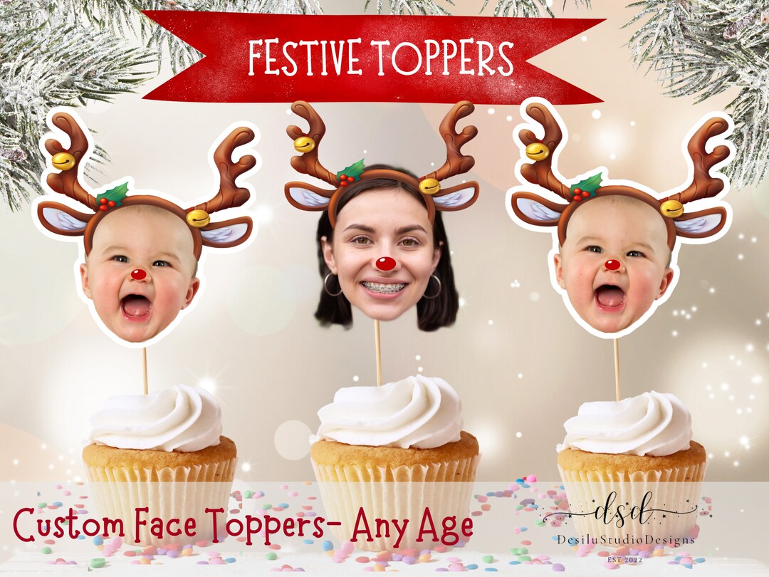 Elf Cupcake Topper Custom Face Photo Elf Cupcake Toppers Elf Christmas ...