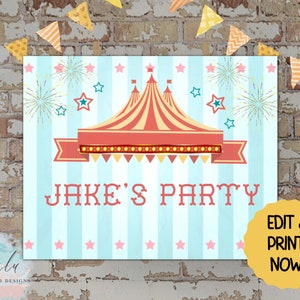 Carnival Editable Circus Party Sign Printable Circus Fun - Etsy