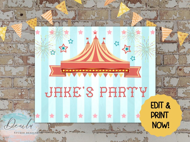 Carnival Editable Circus Party Sign Printable Circus Fun - Etsy