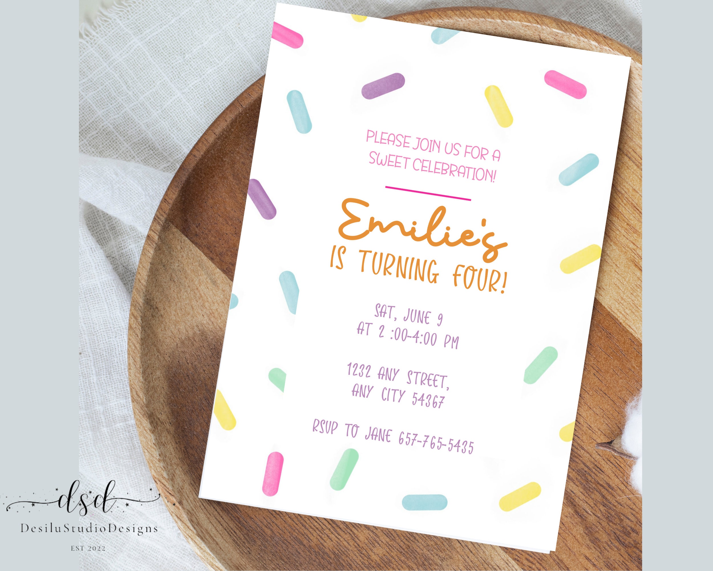 Editable Sweets Sprinkles Birthday Invitation Instant - Etsy