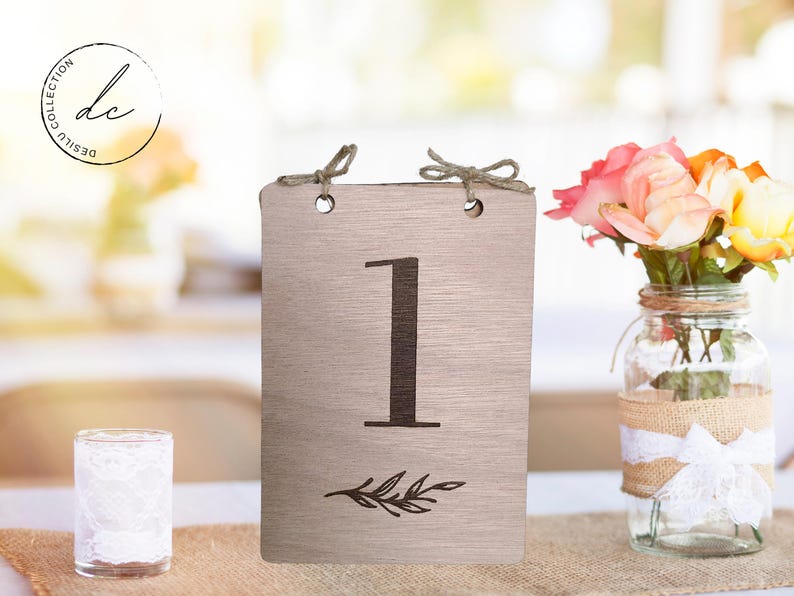 Rustic Wooden Wedding Table Numbers, Engraved Floral Design - Etsy