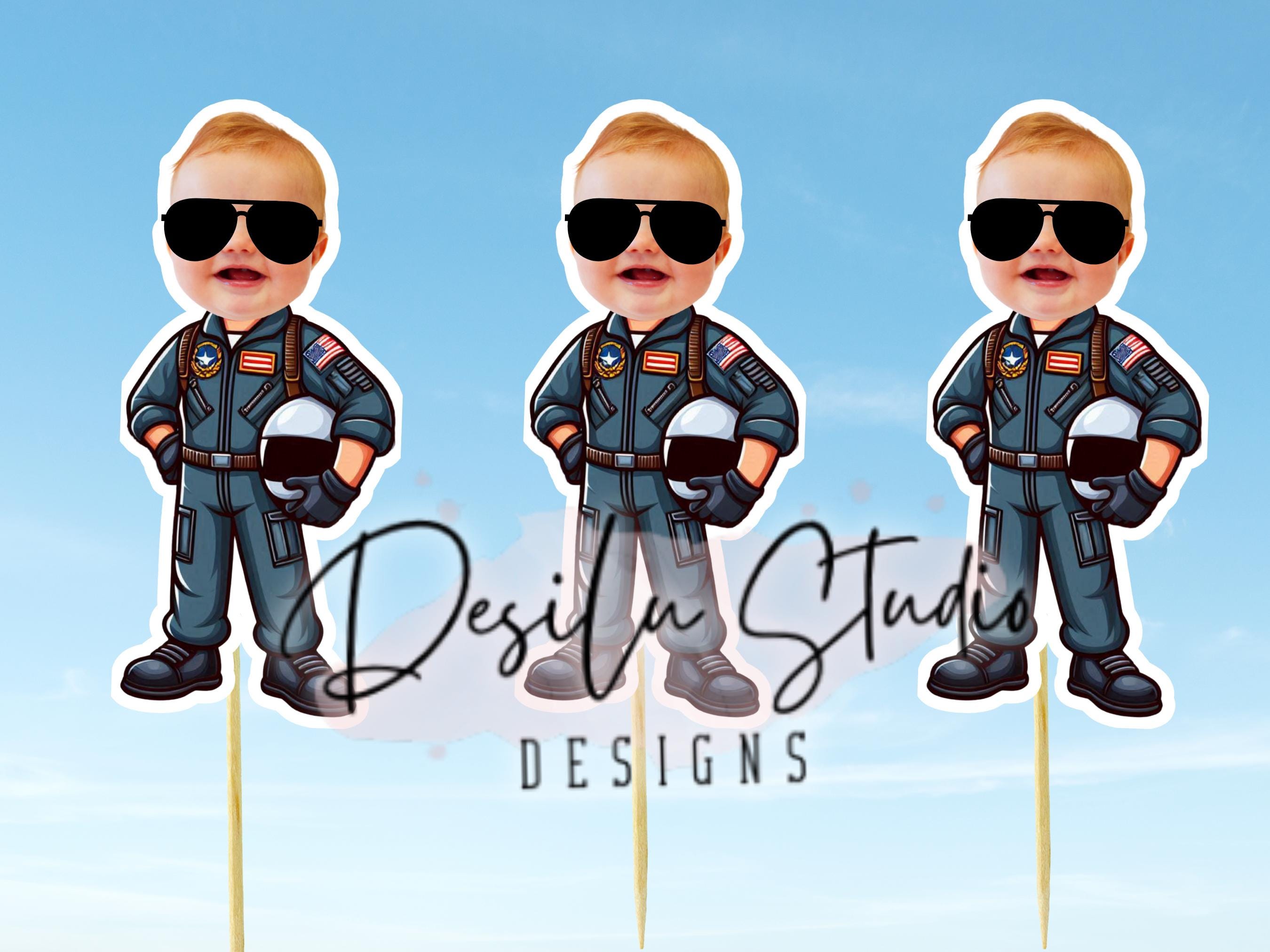 One Top Gun Cupcake Face Toppers | Jet Pilot Danger Zone | Maverick ...