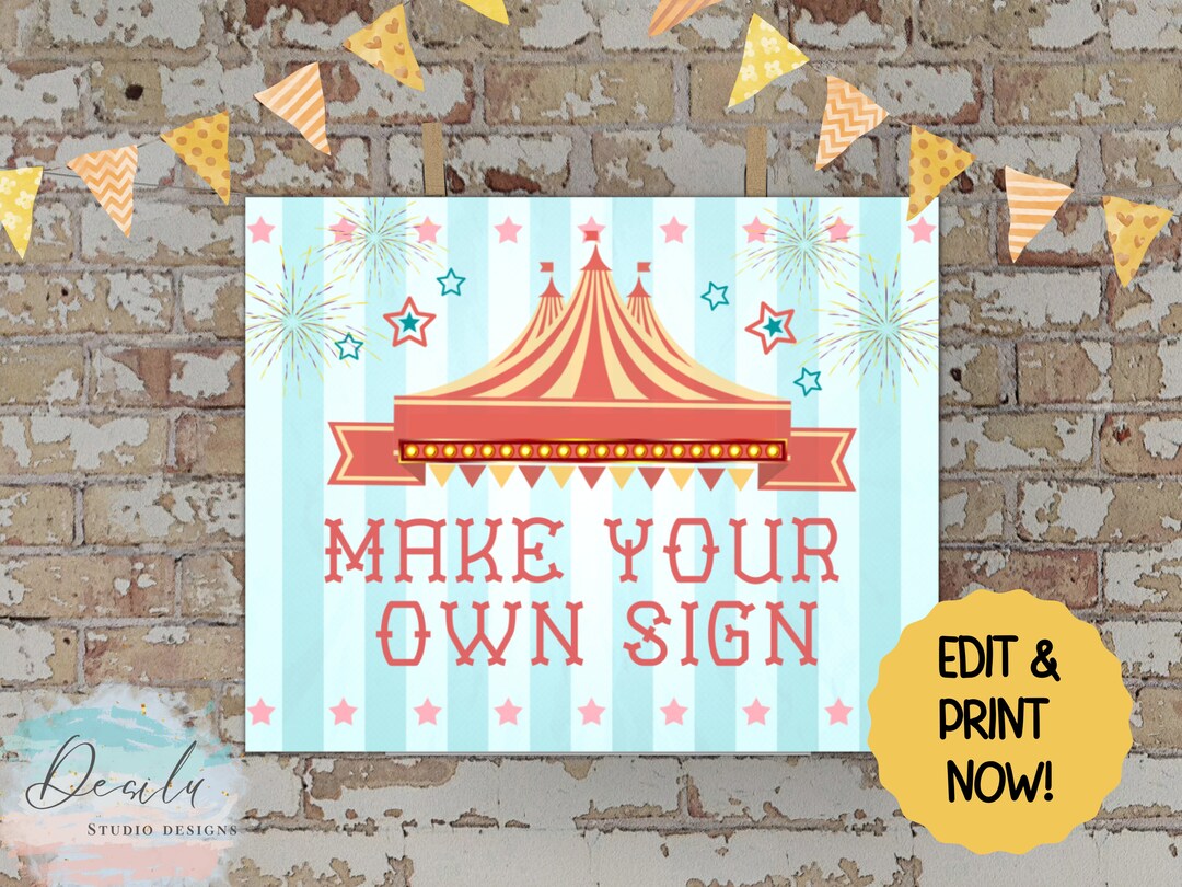 Carnival Editable Circus Party Sign Printable Circus Fun - Etsy