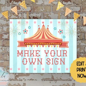 Carnival Editable Circus Party Sign Printable Circus Fun - Etsy