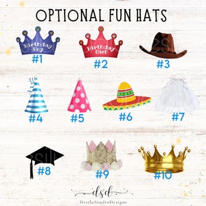 Cupcake Toppers, Face Cupcakes, Birthday Hat, Any Hat DIY Cupcake Face ...