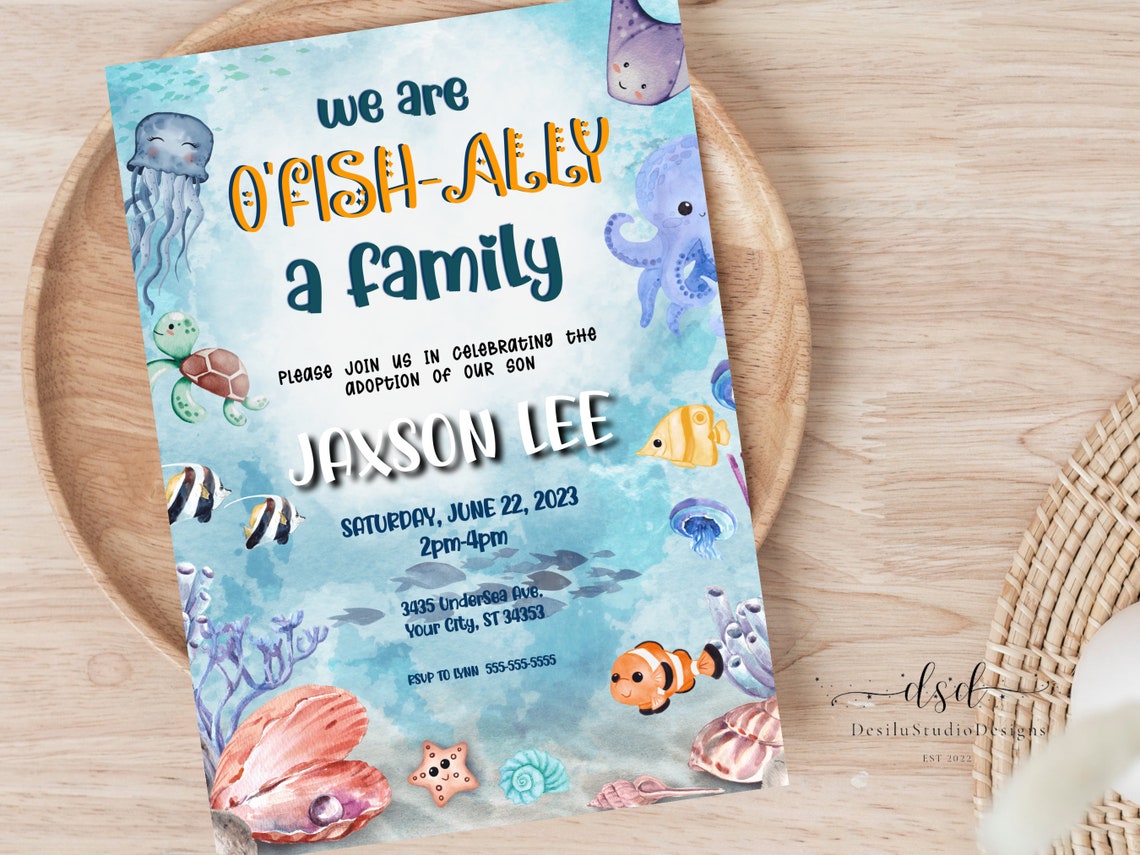 Adoption Under the Sea Party Invitation, Editable Officially a Family ...