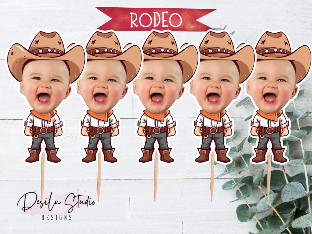 Cowboy Cupcake Face Toppers | Western Birthday Party Decorations | My ...