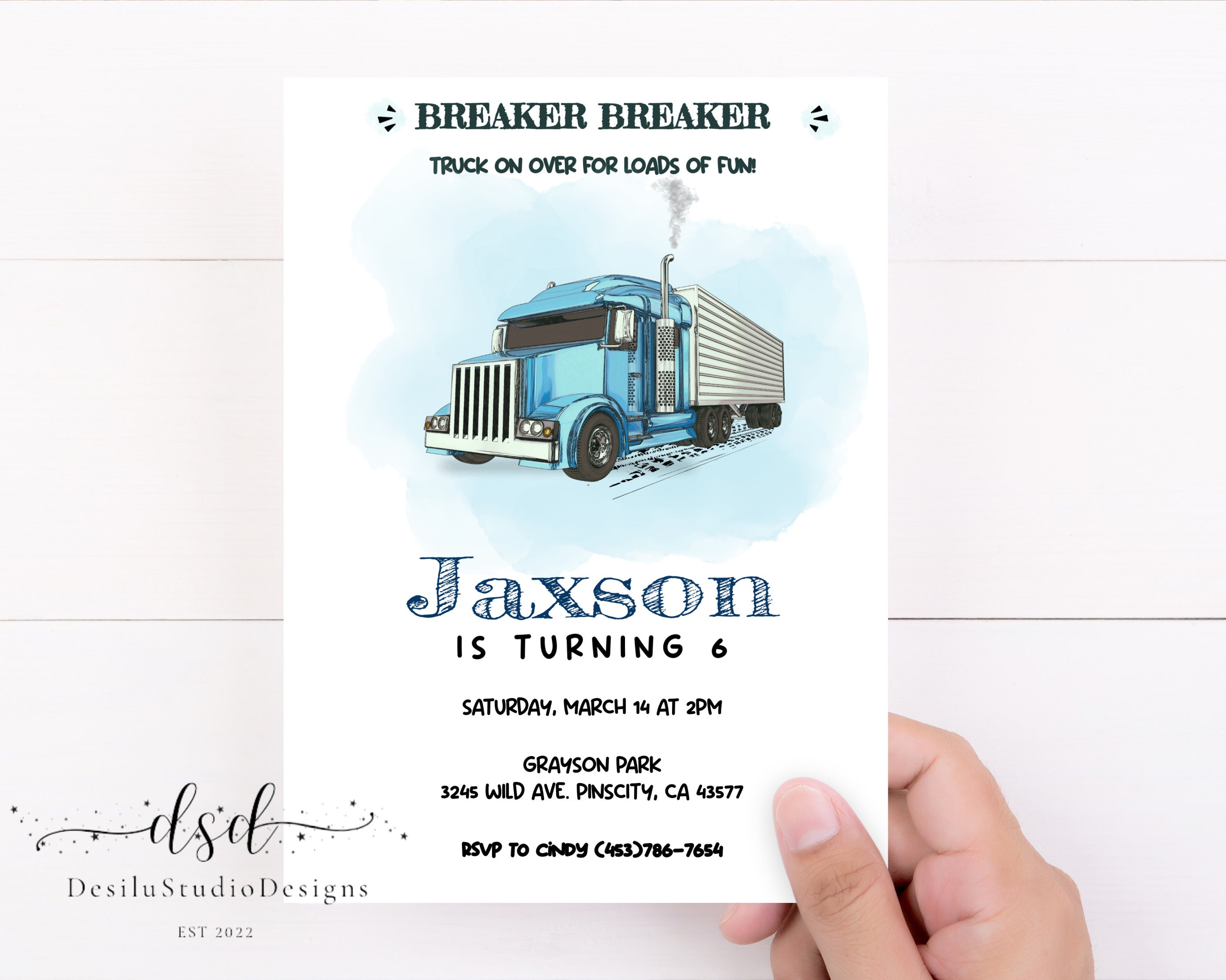 Semi Truck Editable Birthday Invitation Template Printable - Etsy