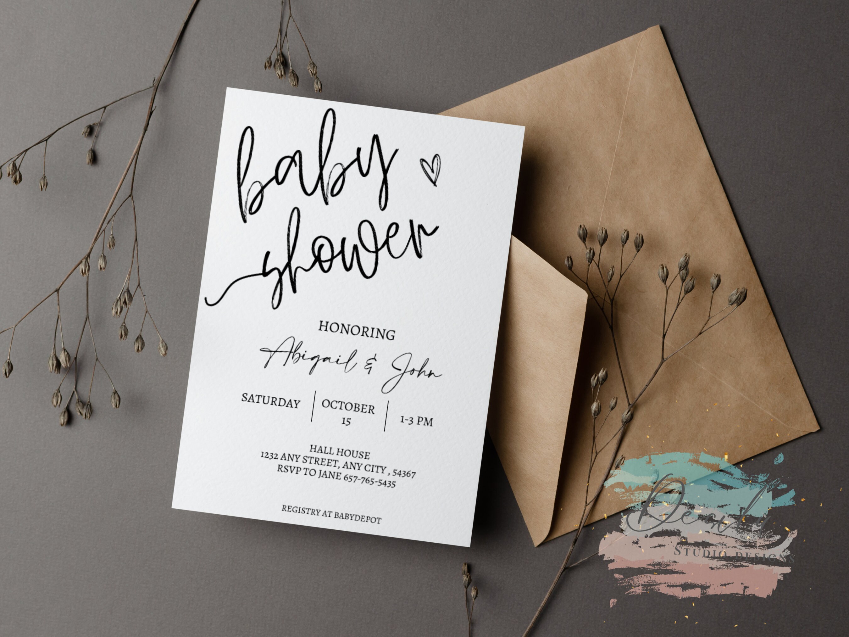 Baby Shower Handwritten Script Invitation Template Baby - Etsy