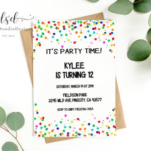 Confetti Birthday Party Food Tent Card, Colorful Place Card, It’s Party ...