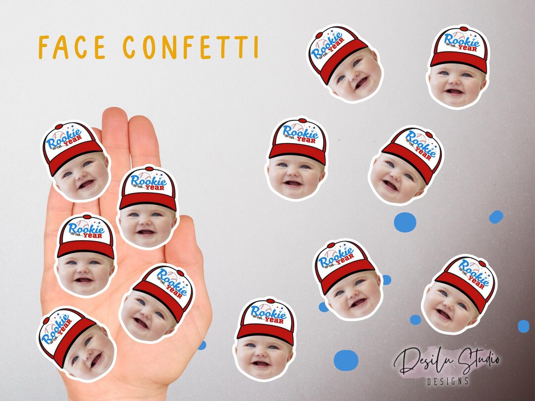 Baseball Face Confetti | Custom Photo Baseball Party Decor | Rookie of ...