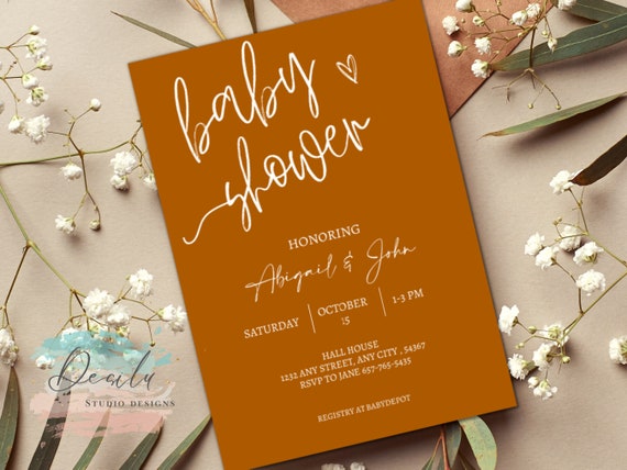 Baby Shower Handwritten Script Invitation Template Baby - Etsy