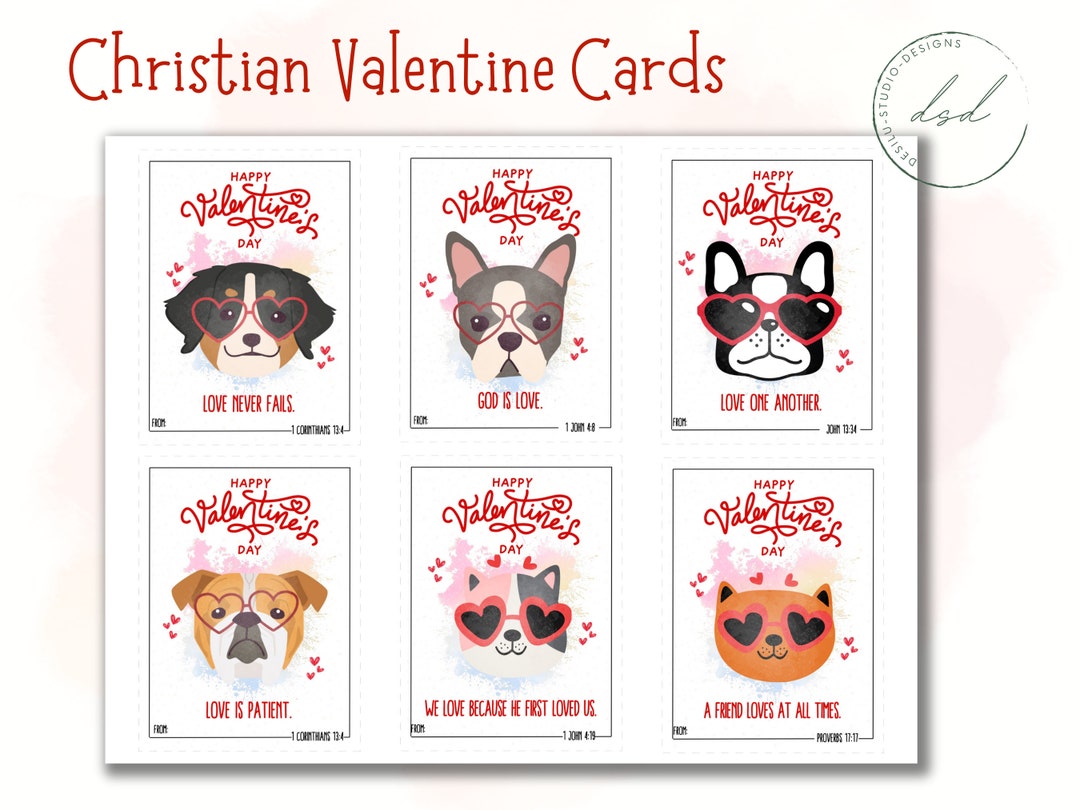 Christian Bible Verse Cute Dogs and Cats Valentines Bible Valentines ...