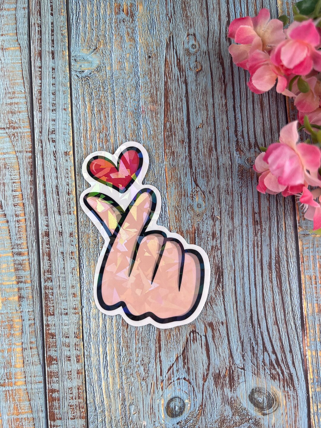 Finger Heart Stickers Vinyl Sticker Cute Die Cut Sicker Decorative ...