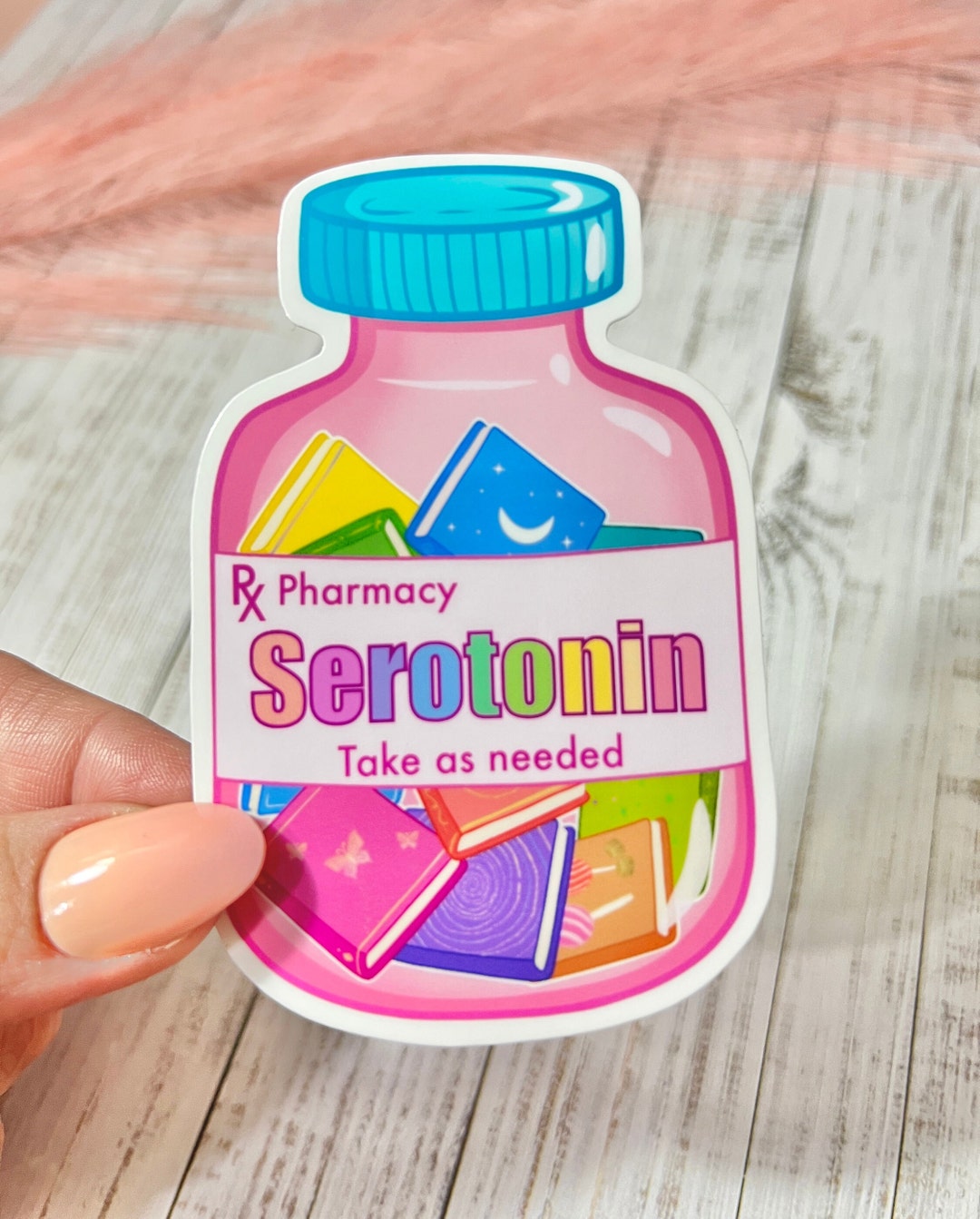 Serotonin Book Pills | Happy Pills Sticker | Book Lovers Stickers ...