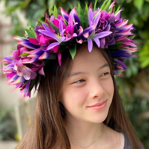 Lei Po'o Premium Hawaiian Flower Crown Haku Wreath for Polynesian ...