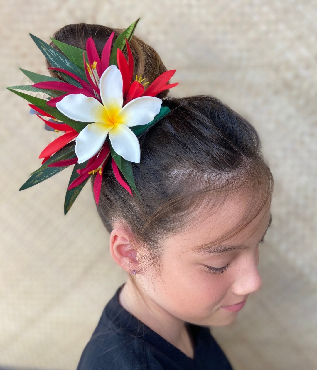 Royal Hawaiian Plumeria Hair Clip Tahitian Headdress Costume Aparima ...