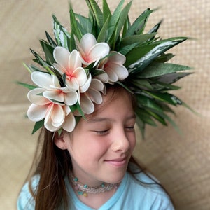 Polynesian Headdress Lei Po'o Premium Tahitian Flower Crown for Ahuroa ...