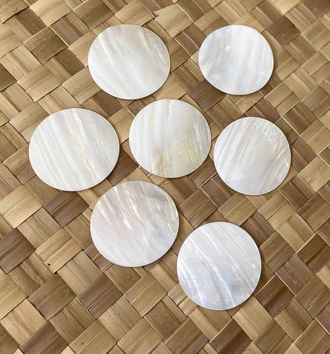 White Mother of Pearl Shell Medallion, Polynesian Costume DIY (2.5 Inch ...
