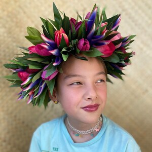 Lei Po'o Premium Hawaiian Flower Crown Haku Wreath for Polynesian ...