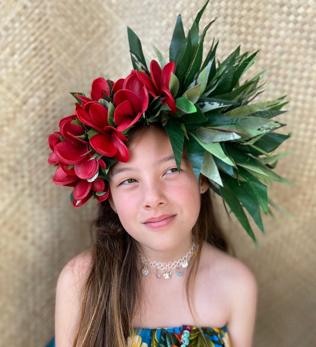 Polynesian Headdress Lei Po'o Premium Tahitian Flower Crown for Ahuroa ...