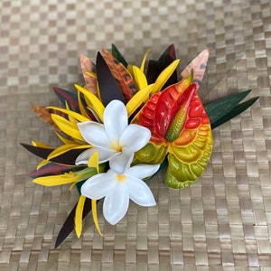 Royal Sunset Anthurium Hair Clip Tahitian Headdress Costume for Aparima ...