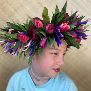 Lei Po'o Premium Hawaiian Flower Crown Haku Wreath for Polynesian ...