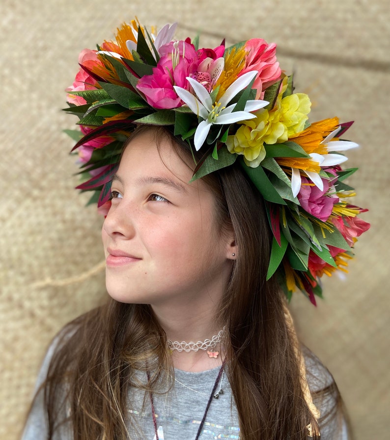 Floral Lei Po'o Flower Crown: Cook Islands Princessa Design - Etsy