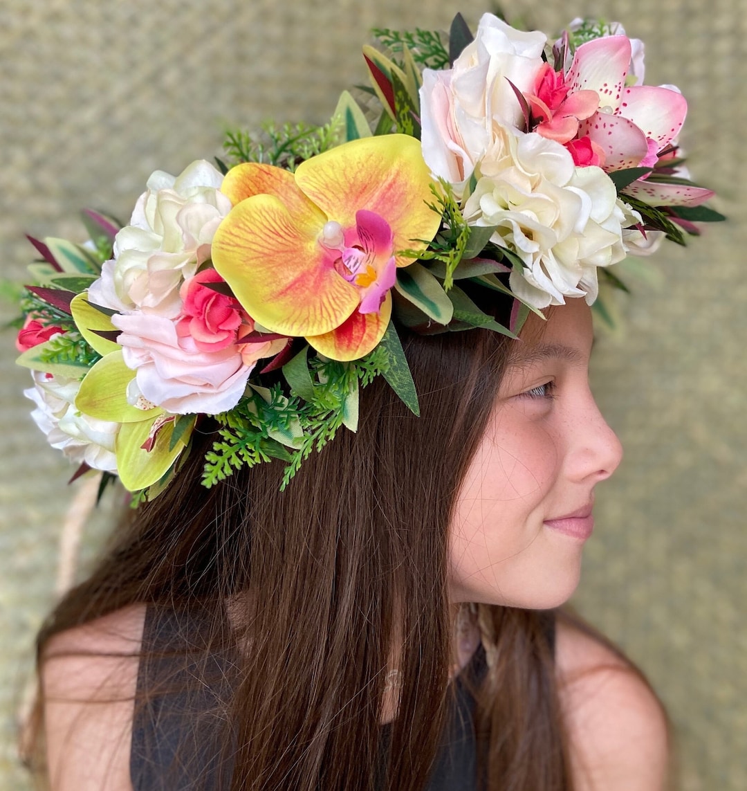 Lei Po'o Okika Premium Royal Hawaiian Flower Crown Haku Graduation Lei ...