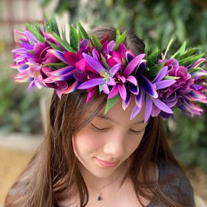 Lei Po'o Premium Hawaiian Flower Crown Haku Wreath for Polynesian ...