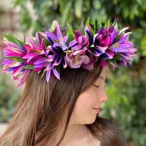 Lei Po'o Premium Hawaiian Flower Crown Haku Wreath for Polynesian ...