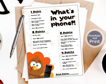 Thanksgiving What's in Your Phone Game - Friendsgiving Game - Printable ...