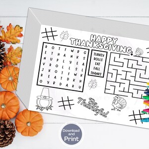 Thanksgiving Coloring Sheet, Printable Placemat Dinner Table ...